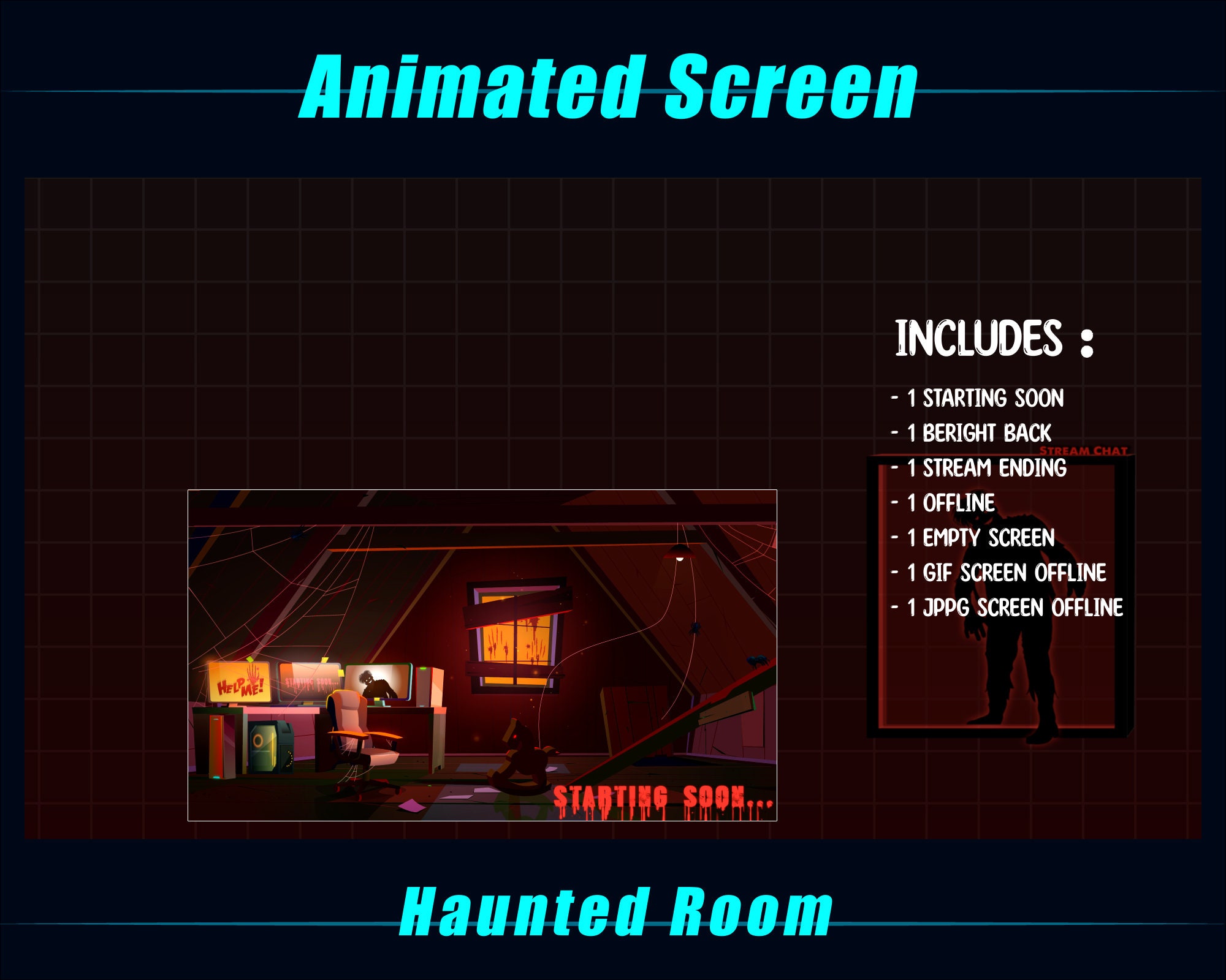 Halloween Bloody Haunted PC Room Animated Stream Scenes, BLOODY Horror ...