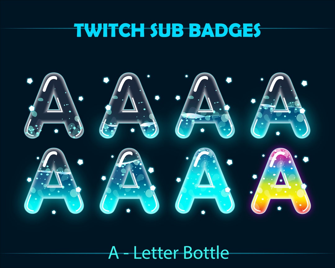 Letter A Twitch Sub Badges, Liquid Letter A Bottle Twitch Sub Badges ...