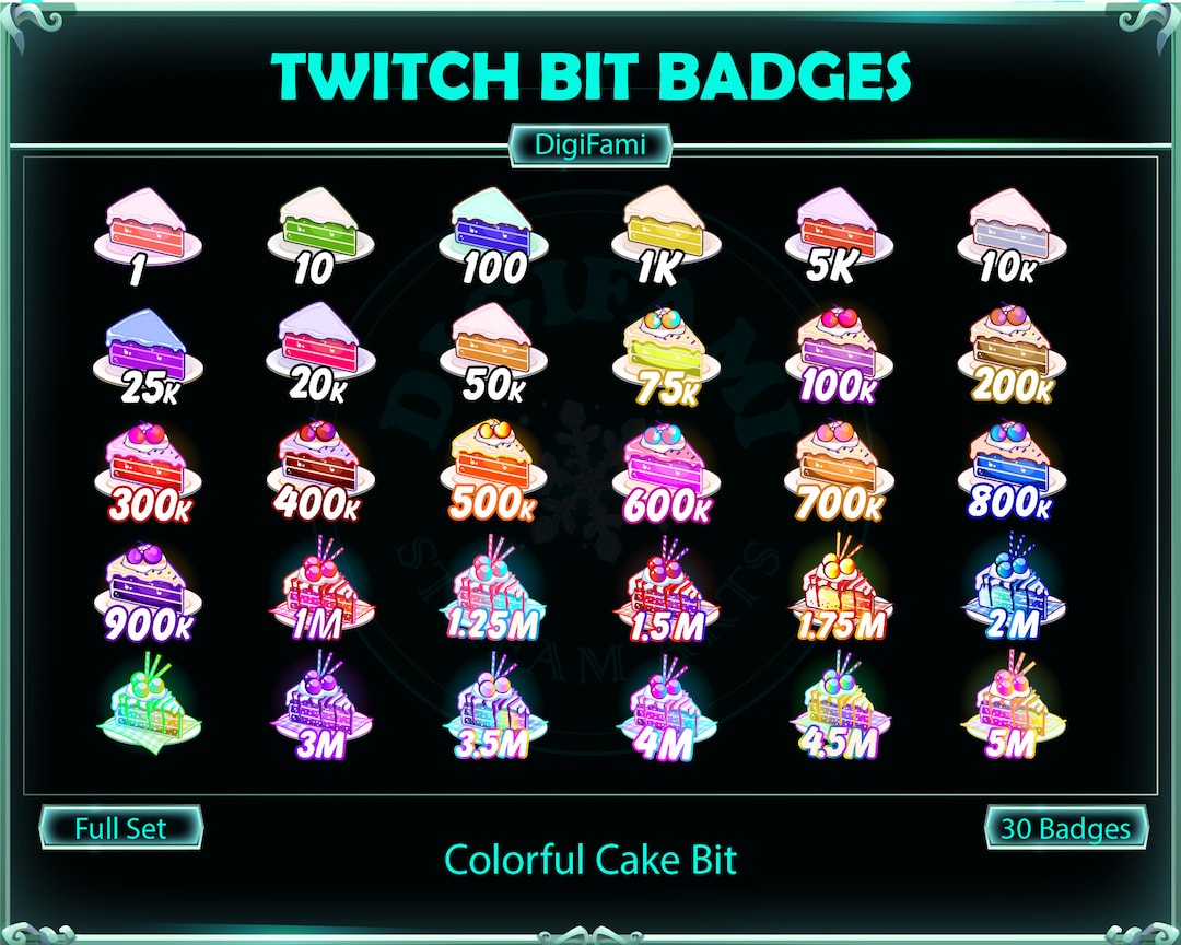 Colorful Yummy Cakes Twitch Bit Badges for Streamer, Discord, Youtube ...