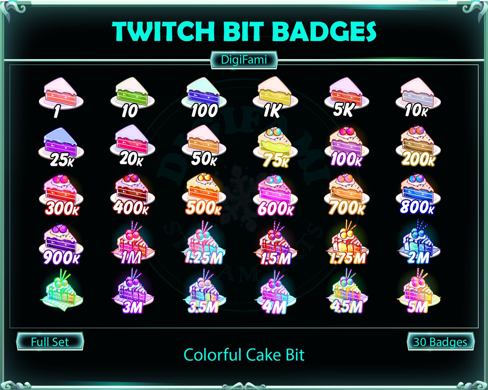 Colorful Yummy Cakes Twitch Bit Badges for Streamer, Discord, Youtube ...
