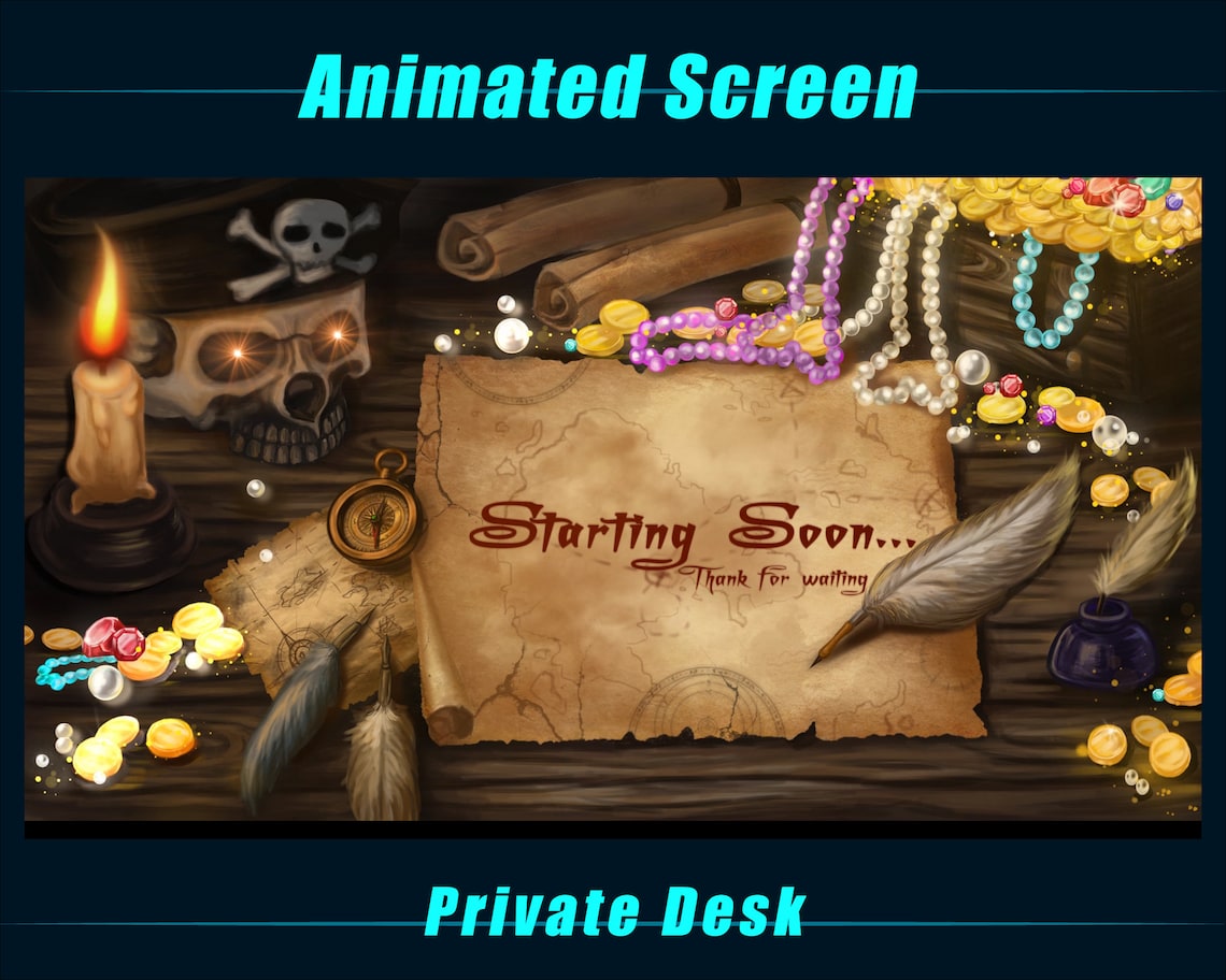 Animated Twitch Overlay Package Pirate Desk / Pirate Treasure - Etsy