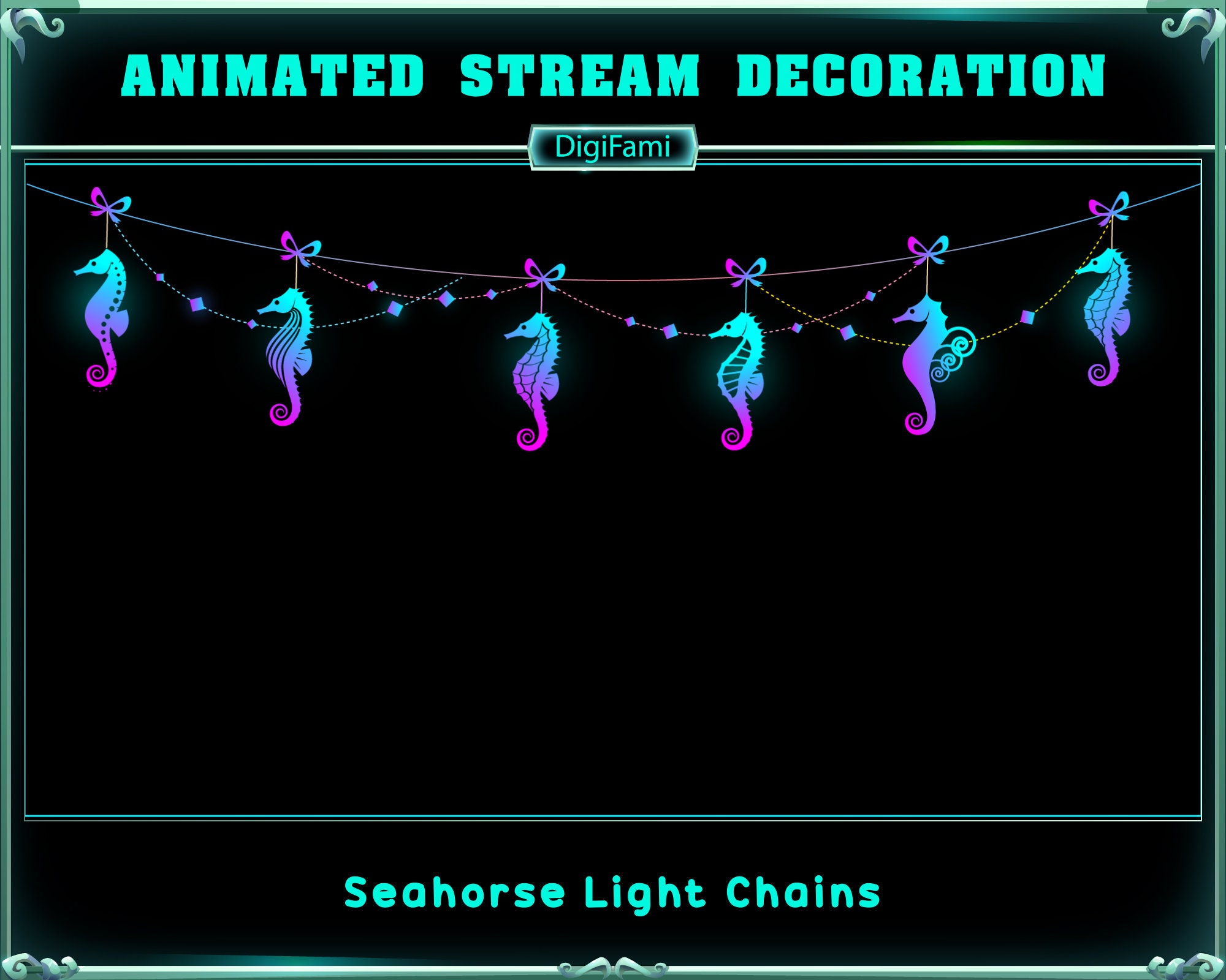 Fairy Seahorse Light Chains Animated Twitch Stream Decoration, Animated ...