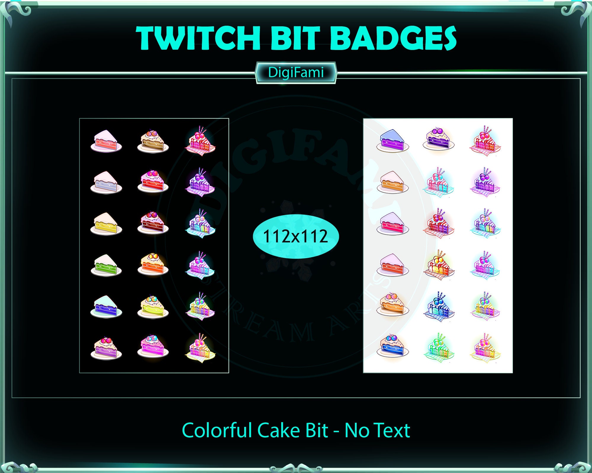 Colorful Yummy Cakes Twitch Bit Badges for Streamer, Discord, Youtube ...