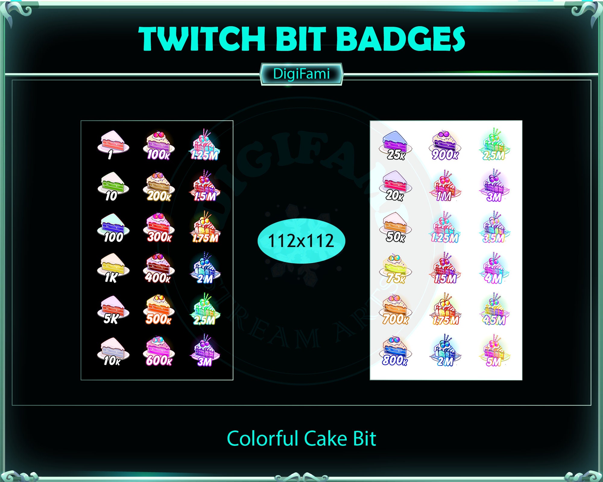 Colorful Yummy Cakes Twitch Bit Badges for Streamer, Discord, Youtube ...