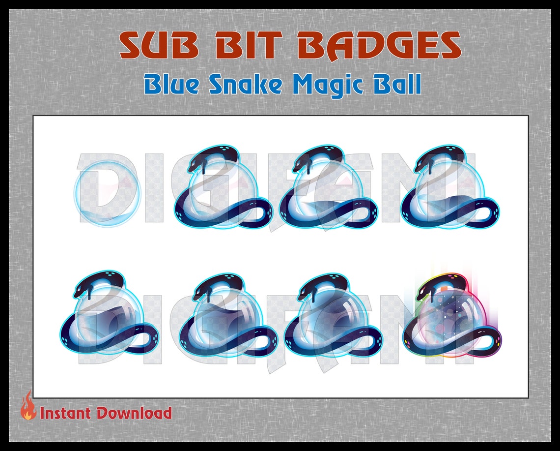 Blue Snake Magic Ball Twitch Sub Badges / Neon Snake Sub Badges for ...