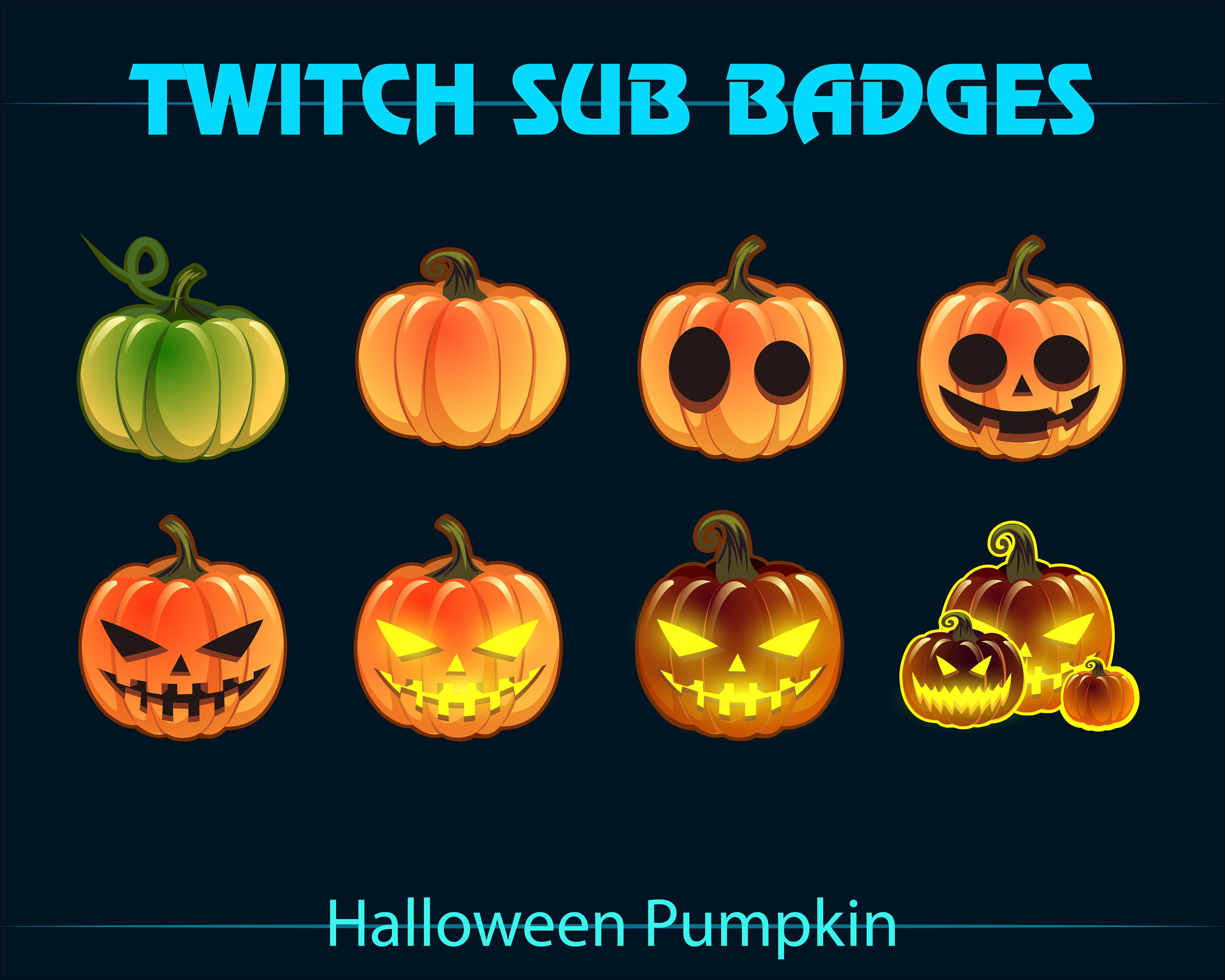 Halloween Pumpkin Twitch Sub Badges, Devil Pumpkin Twitch Sub Badges, Kawaii Sub Bit Badge for ...