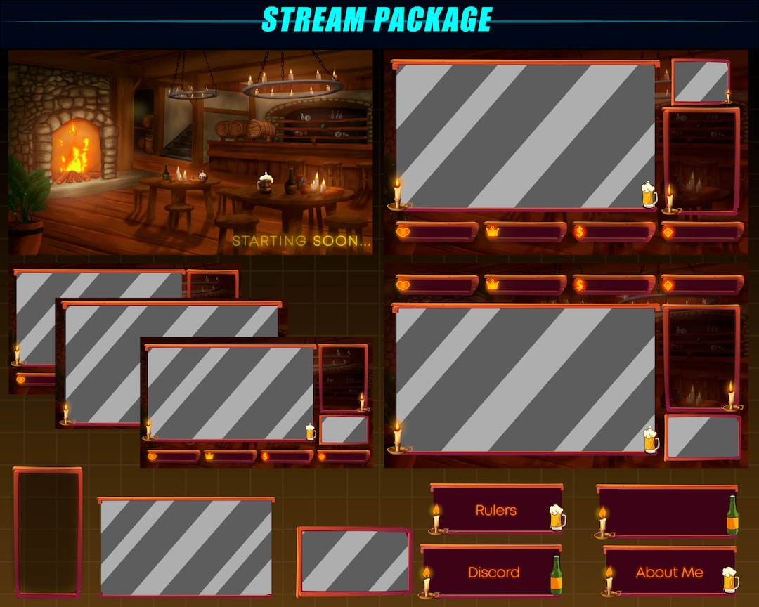 Animated Twitch Overlay Package Warm Tavern / Cozy Pub Bar Stream ...