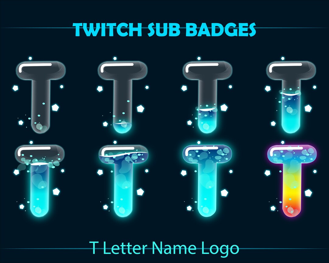 Letter T Twitch Sub Badges, Liquid Letter T Bottle Twitch Sub Badges ...
