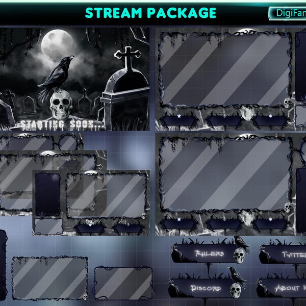 Spooky Halloween Animated Stream Screen Overlays, Black Crow in the ...