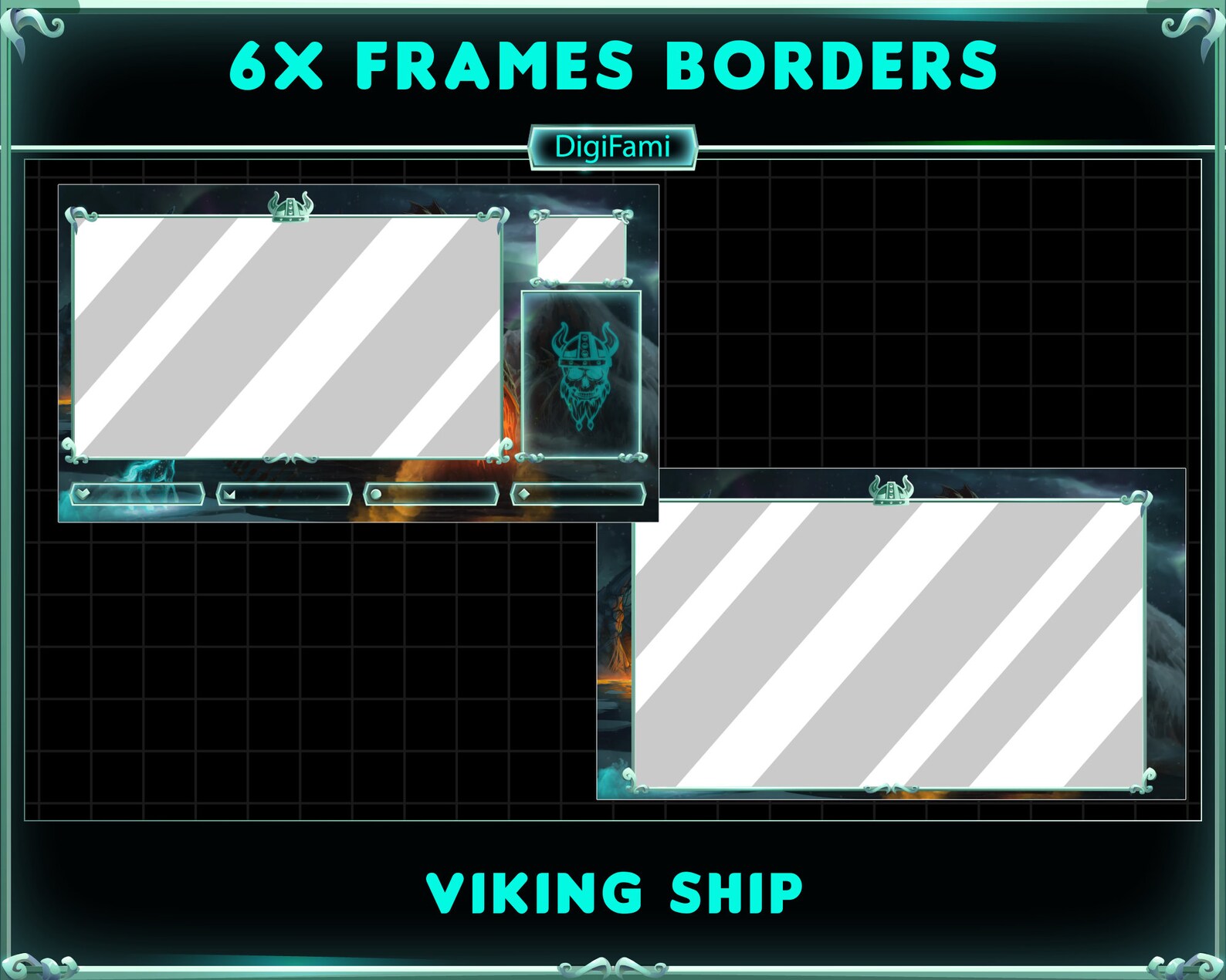 Burning Viking Ship Animated Twitch Stream Overlay Package, Viking ...