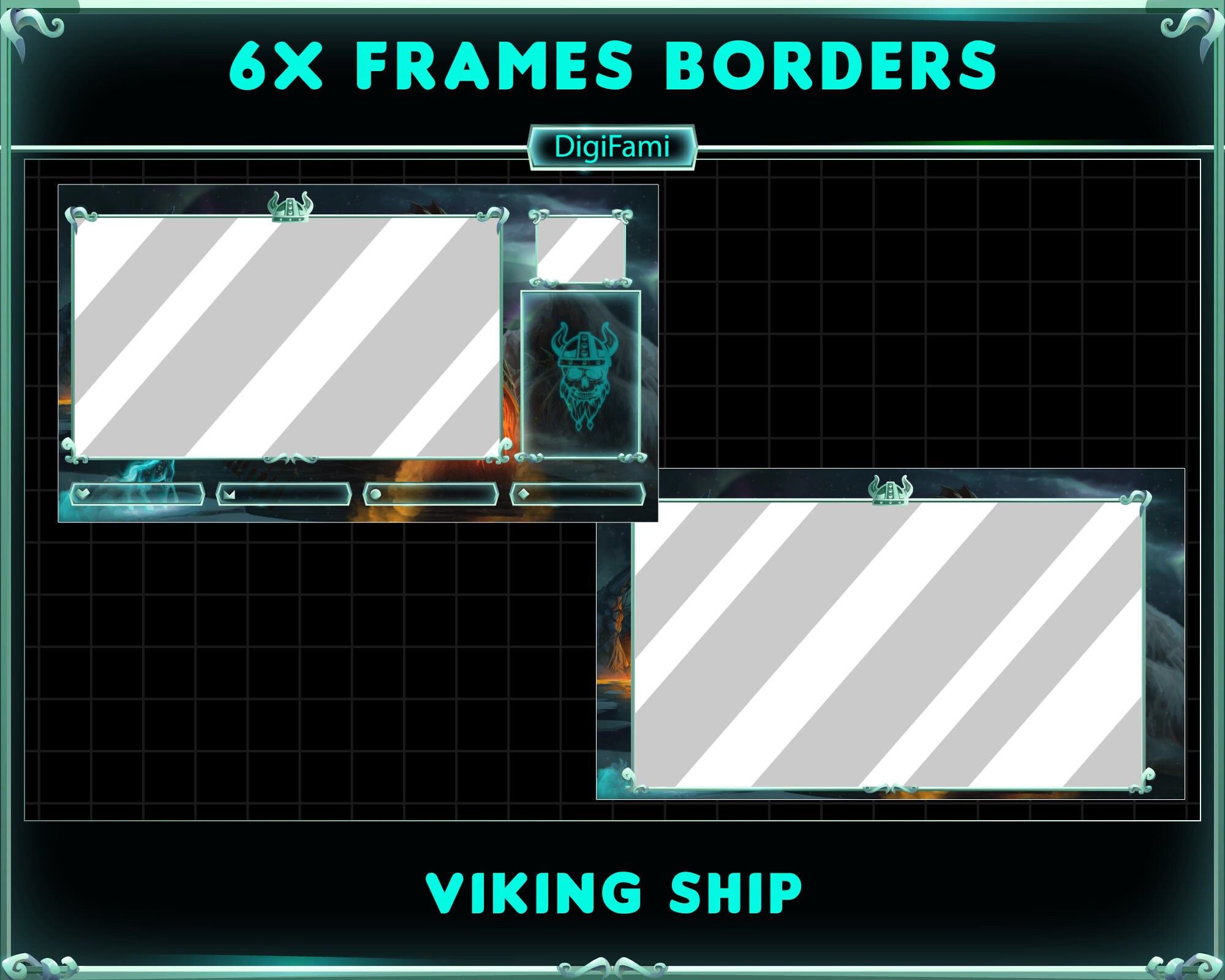 Burning Viking Ship Animated Twitch Stream Overlay Package, Viking ...