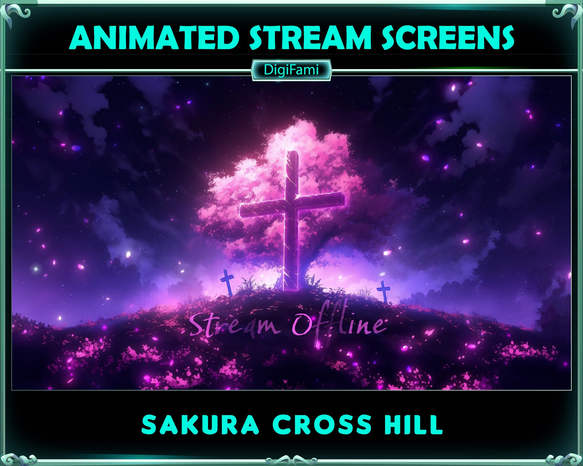 Cross Sakura Hill ANIMATED Twitch Stream Overlays, Cross Sakura Hill ...
