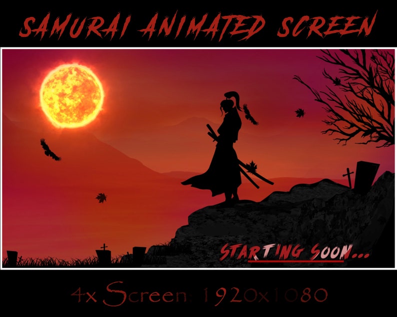 ANIMATED Samurai Twitch Screen Overlay | Ninja Stream Overlay | Samurai ...