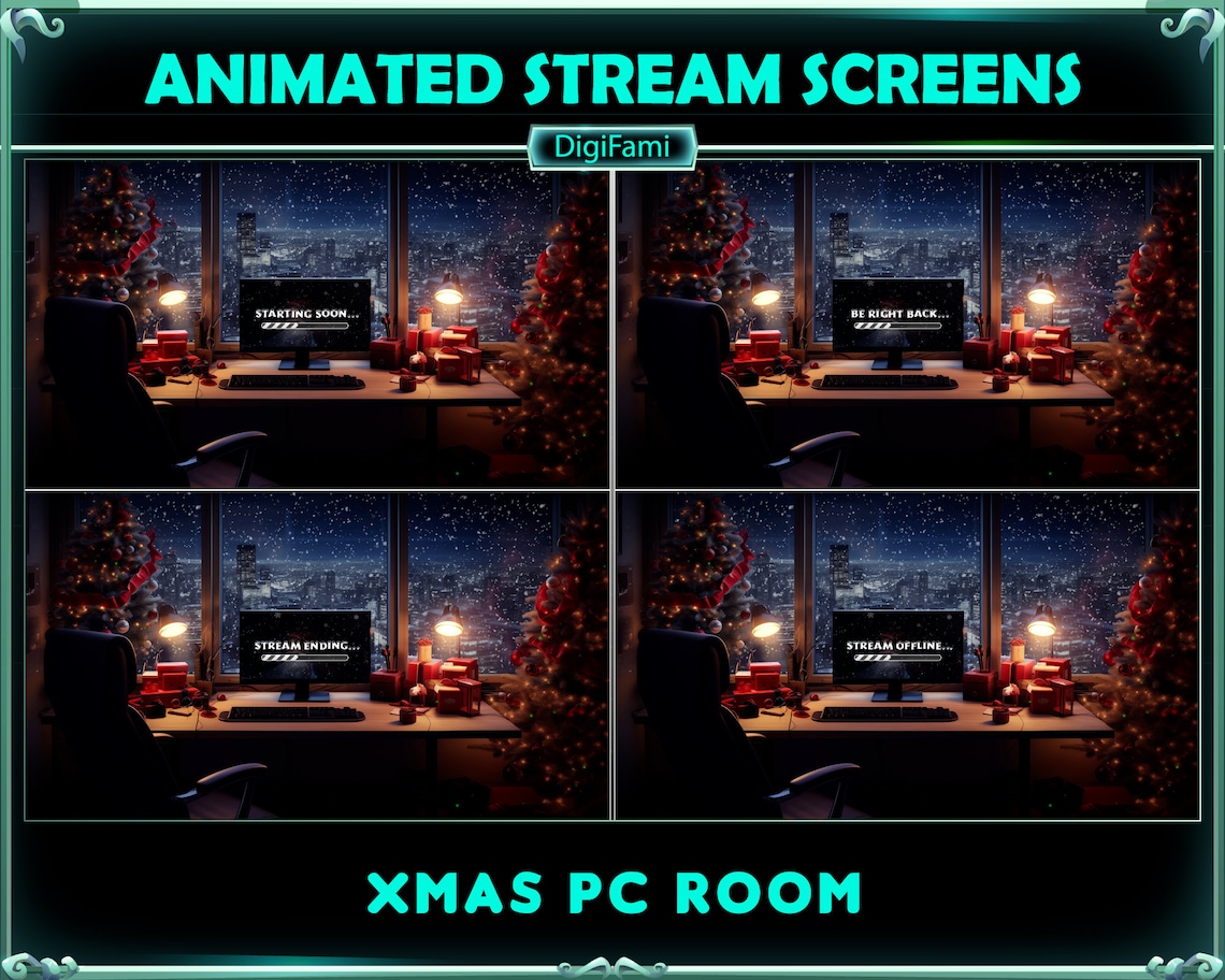 ANIMATED Twitch Stream Overlays Cozy Christmas Room, Cozy Christmas ...