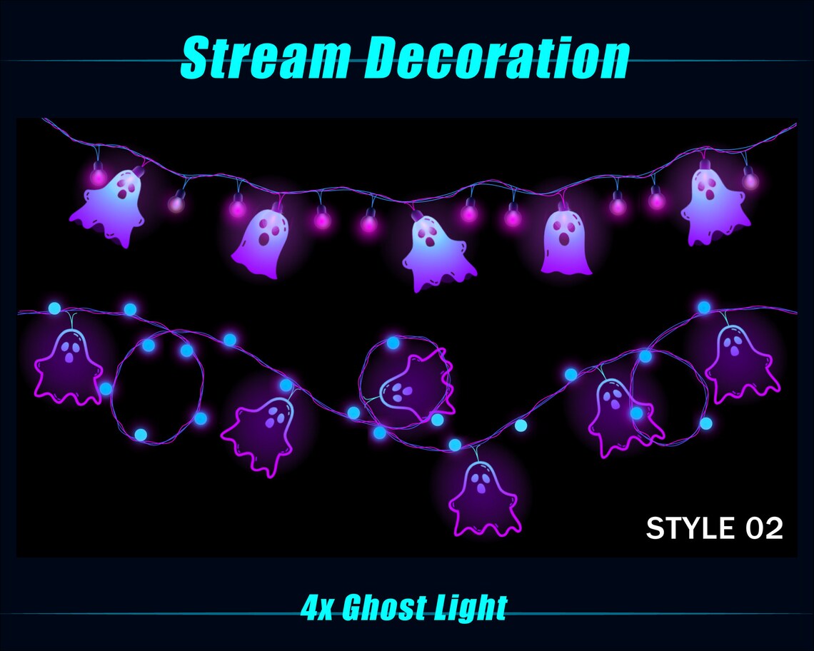 Halloween Cute Ghost Lights Animated Twitch Stream Decoration, Animated ...