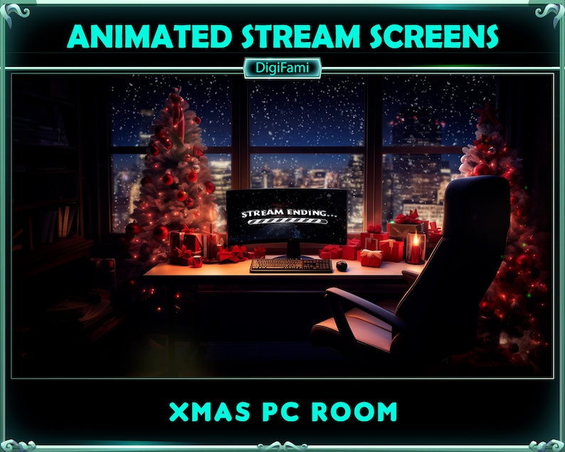 ANIMATED Twitch Stream Overlays Cozy Christmas Room, Cozy Christmas ...