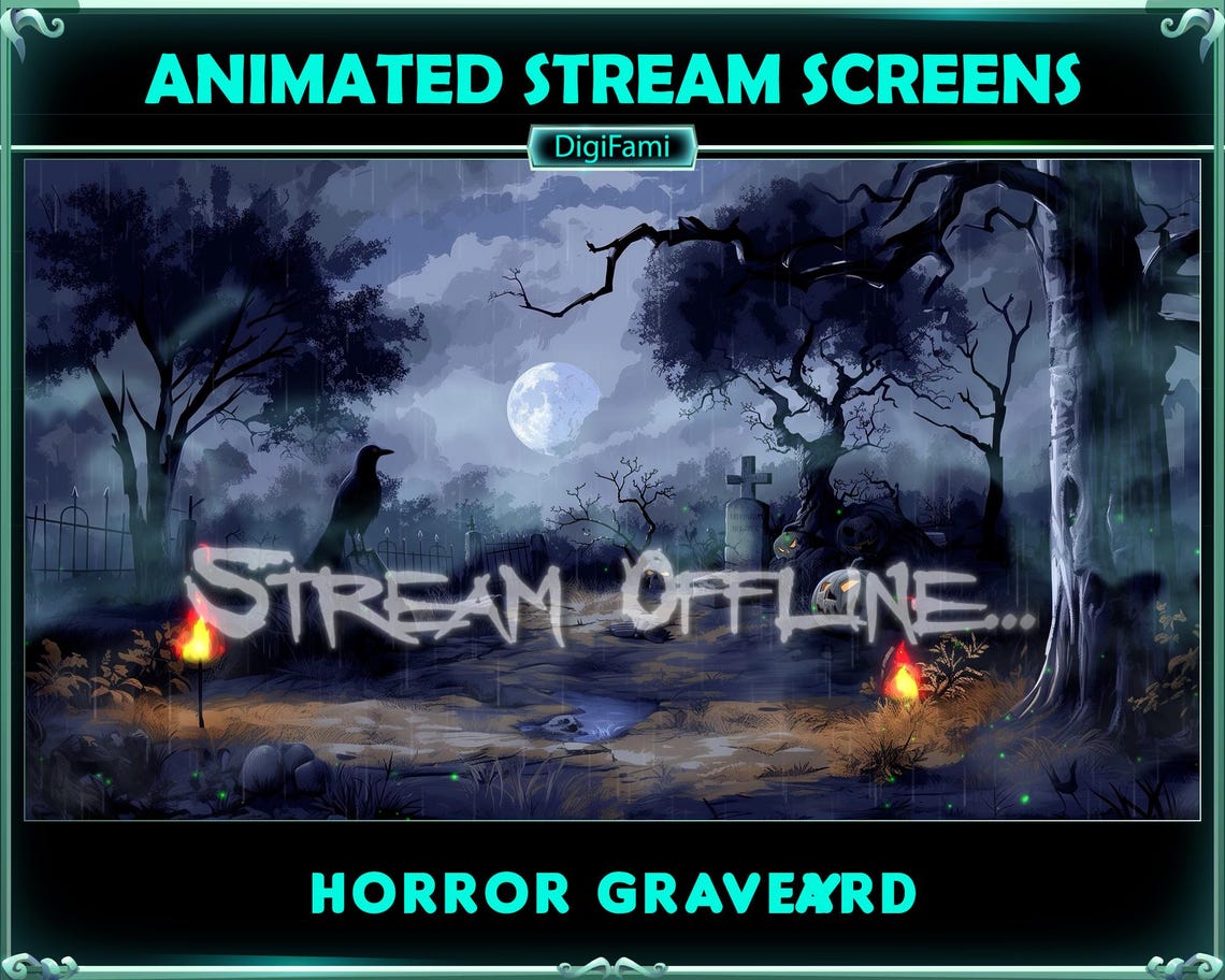 Spooky Halloween Animated Stream Screen Overlays, Black Crow in the ...