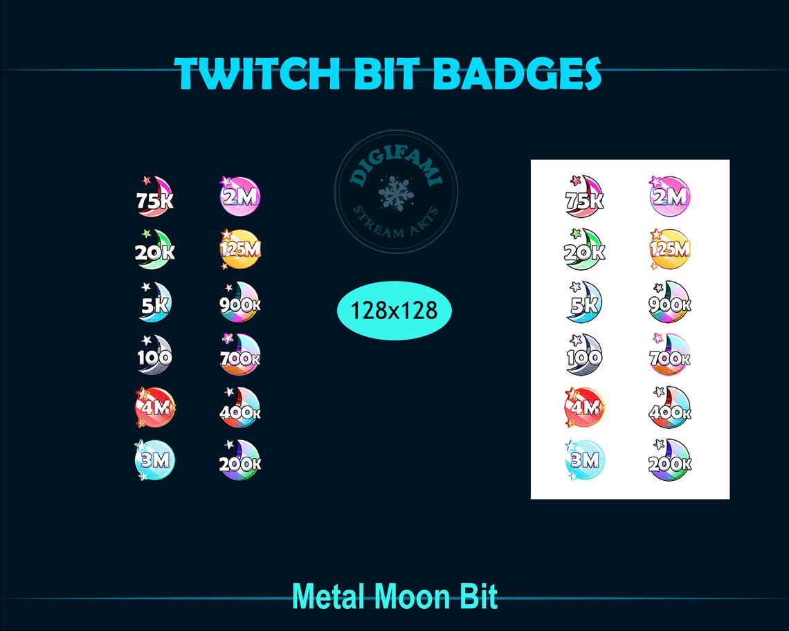 Metal Moon Twitch Bit Badges Celestial Twitch Bit Badges - Etsy