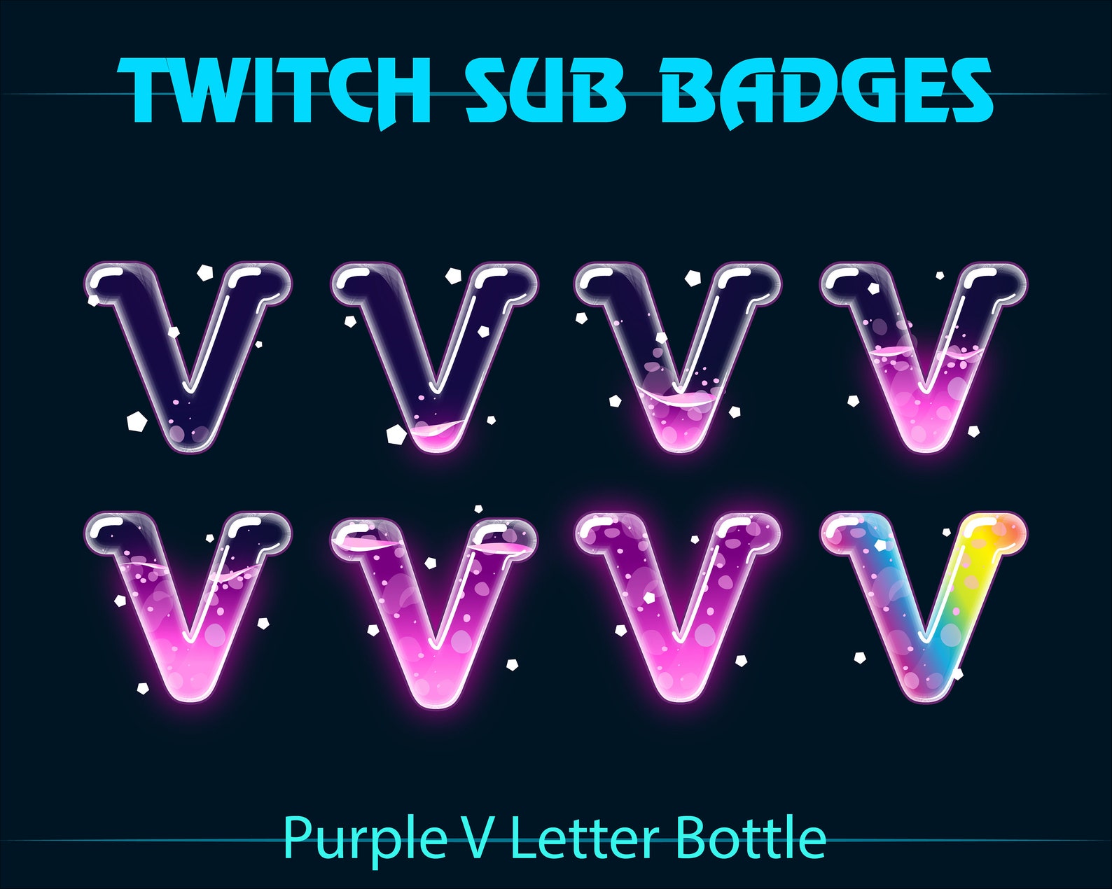 Purple Letter V Bottle Twitch Sub Badge Purple Liquid Letter - Etsy