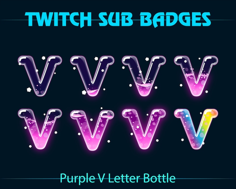 Purple Letter V Bottle Twitch Sub Badge Purple Liquid Letter - Etsy