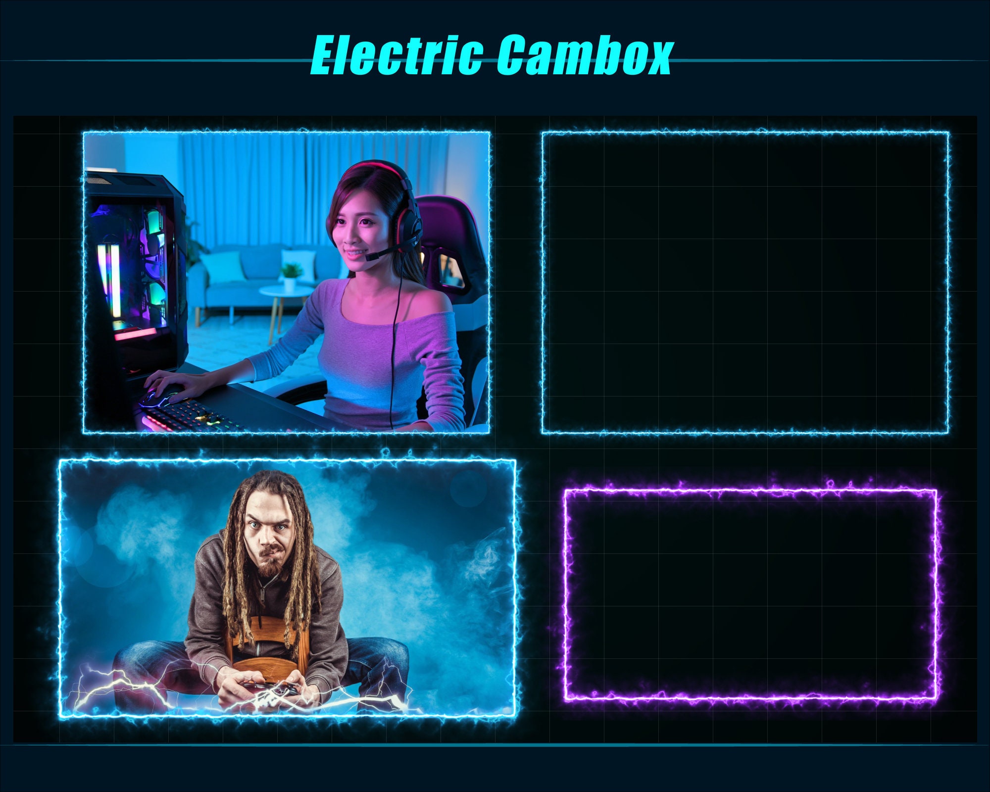 ANIMATED Twitch Webcam Overlay Electric Cam Frame / Electric Lightning ...