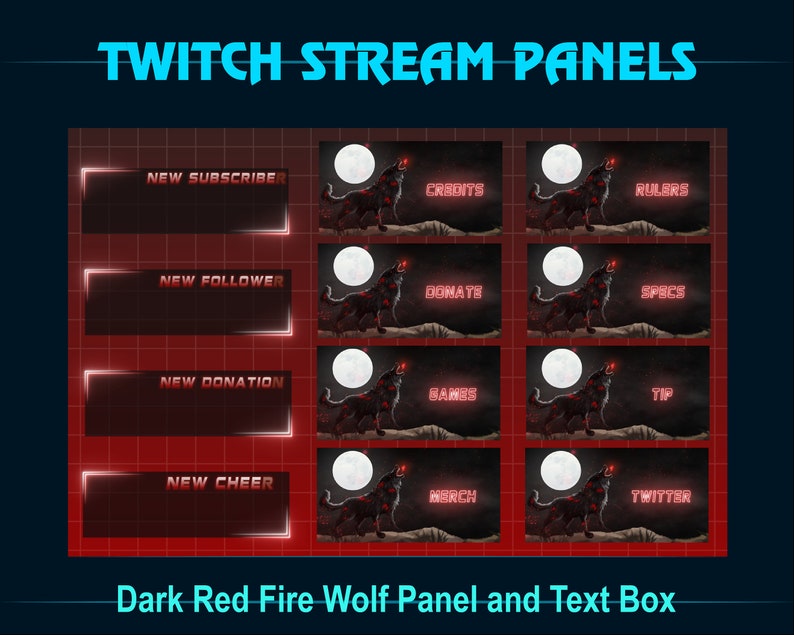 Twitch Stream DARK RED Fire Wolf Panels / Burning Wolf Twitch Stream ...