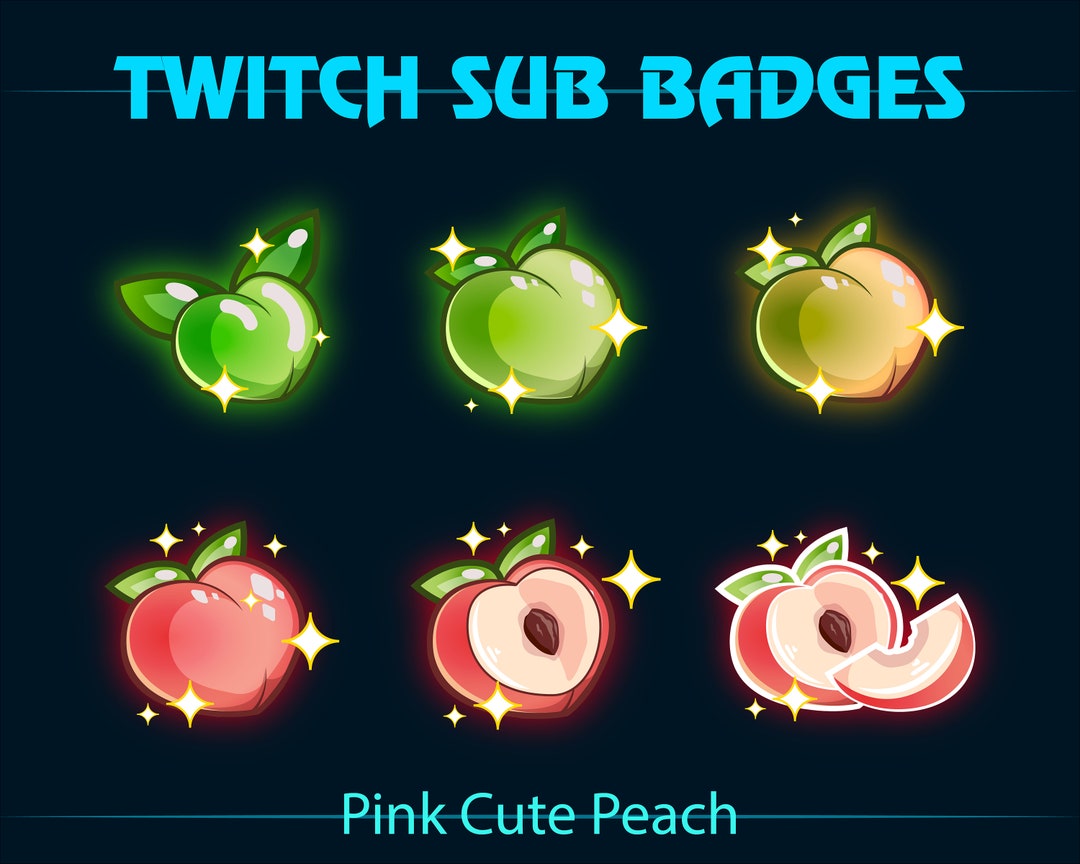 Cute Sparkle Pink Peach Twitch Sub Bit Badges / Cute Peach Twitch Sub ...