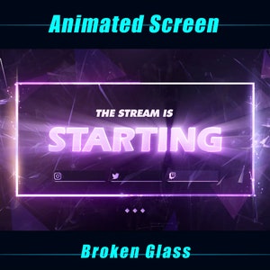 Broken Glass Animated Twitch Stream Overlay Package, Minimalist Purple ...