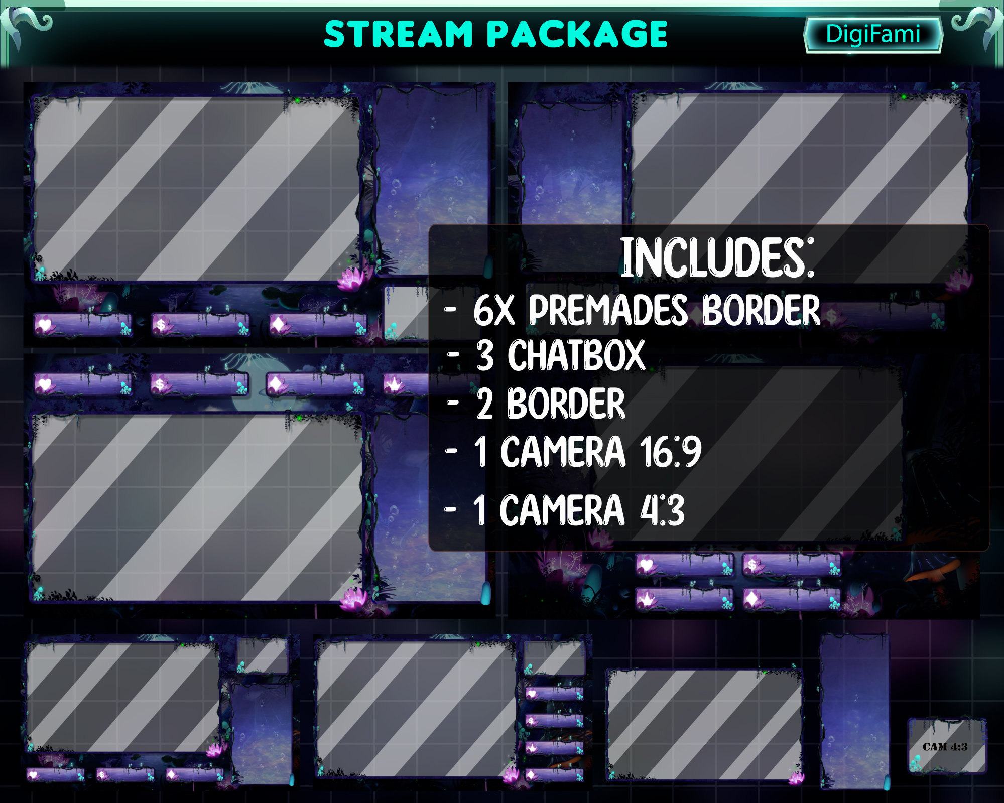 Dreamy Forest ANIMATED Stream Overlays Package, Witchy Pandora Forest Animated Stream Overlay ...