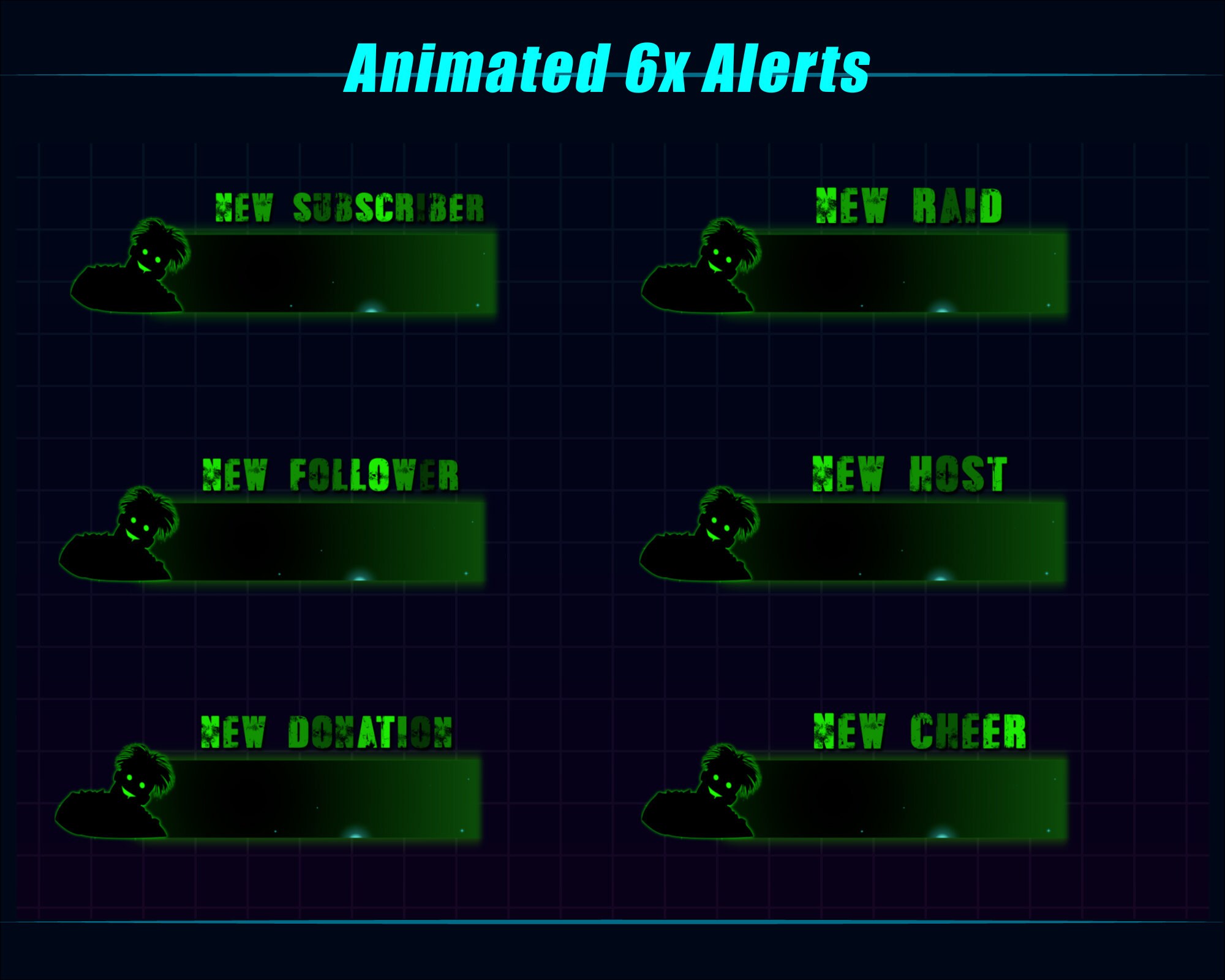 Halloween Neon Killer Animated Stream Alert, Horror Neon Broken Glass ...