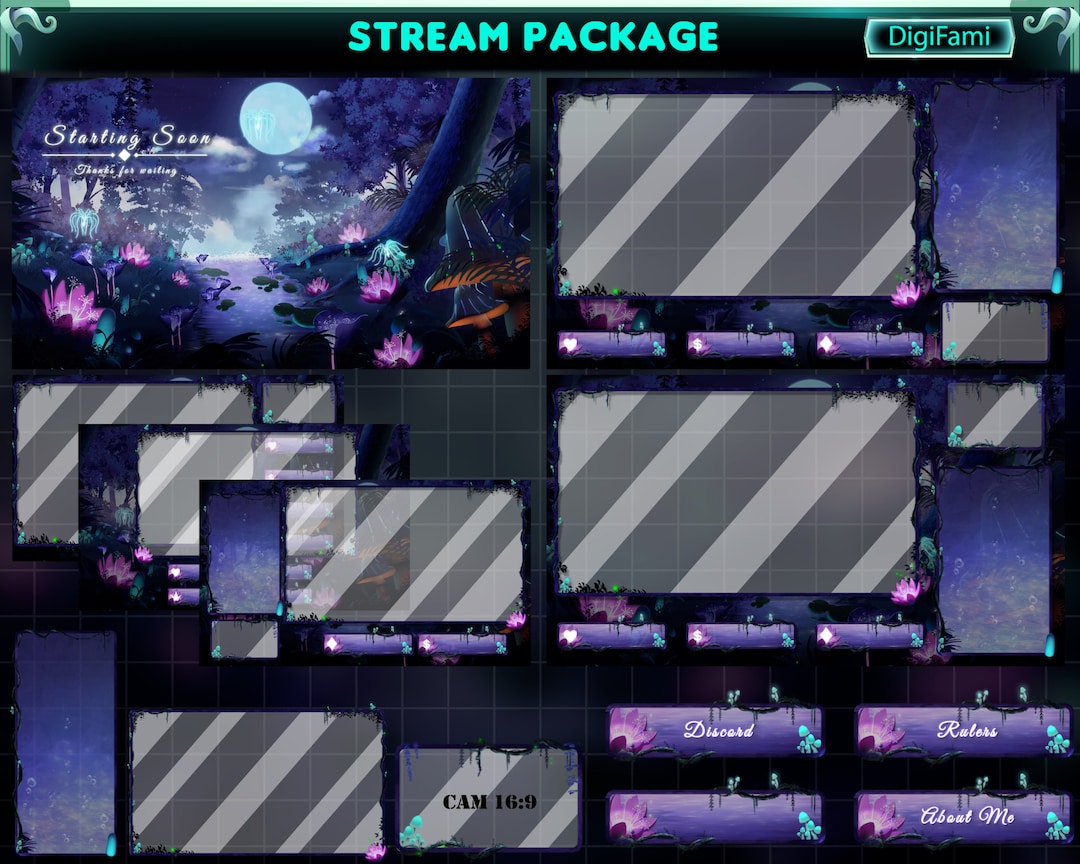 Dreamy Forest ANIMATED Stream Overlays Package, Witchy Pandora Forest Animated Stream Overlay ...