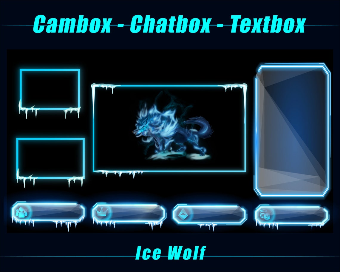 ICE Wolf Animated Twitch Stream Overlay Package, Winter Ice Wolf Twitch ...