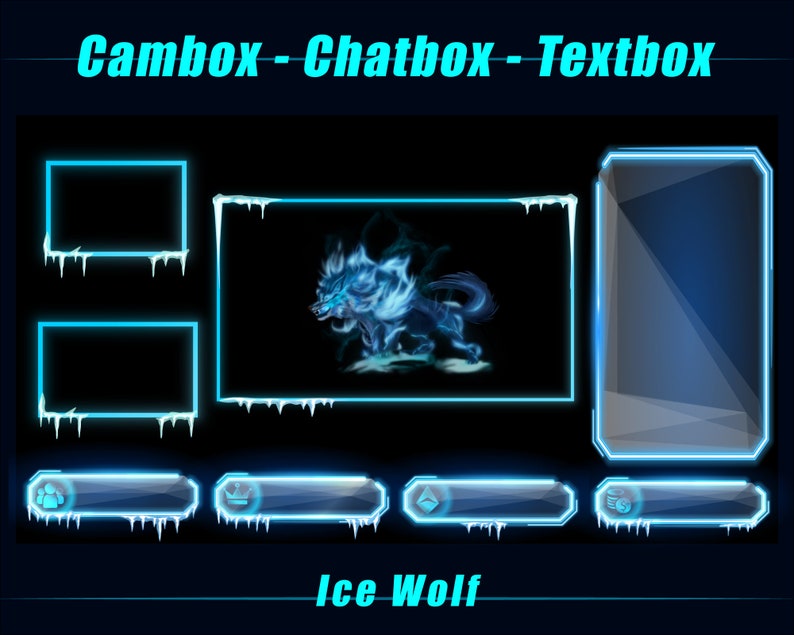 ICE Wolf Animated Twitch Stream Overlay Package, Winter Ice Wolf Twitch ...