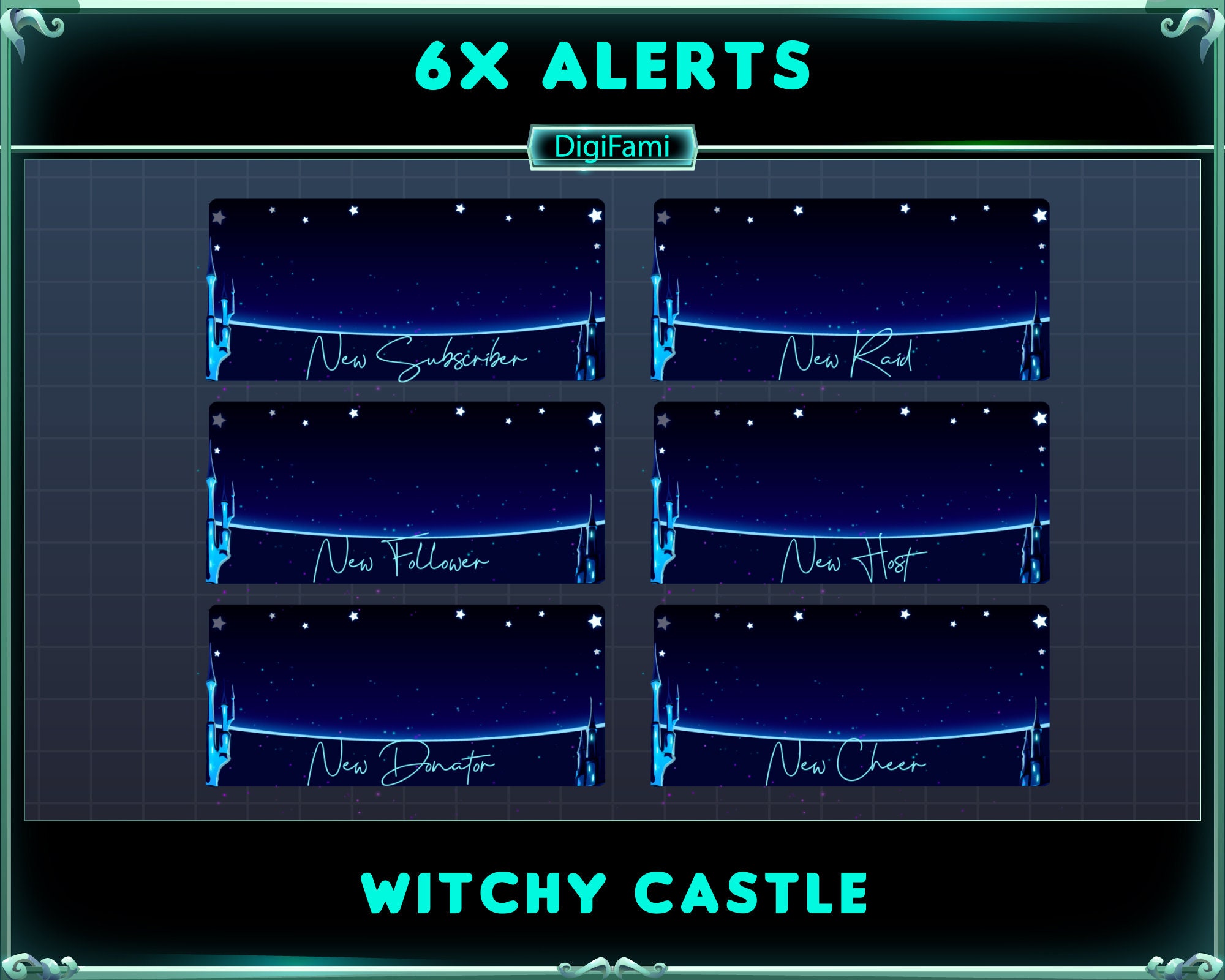 Devil Witchy Catsle Animated Stream Package, Devil Witchy Palace Animated Twitch Overlays for ...