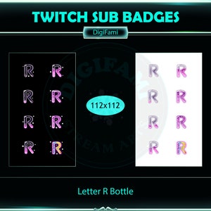 Purple Letter R Bottle Twitch Sub Badge, Purple Liquid Letter R Twitch ...