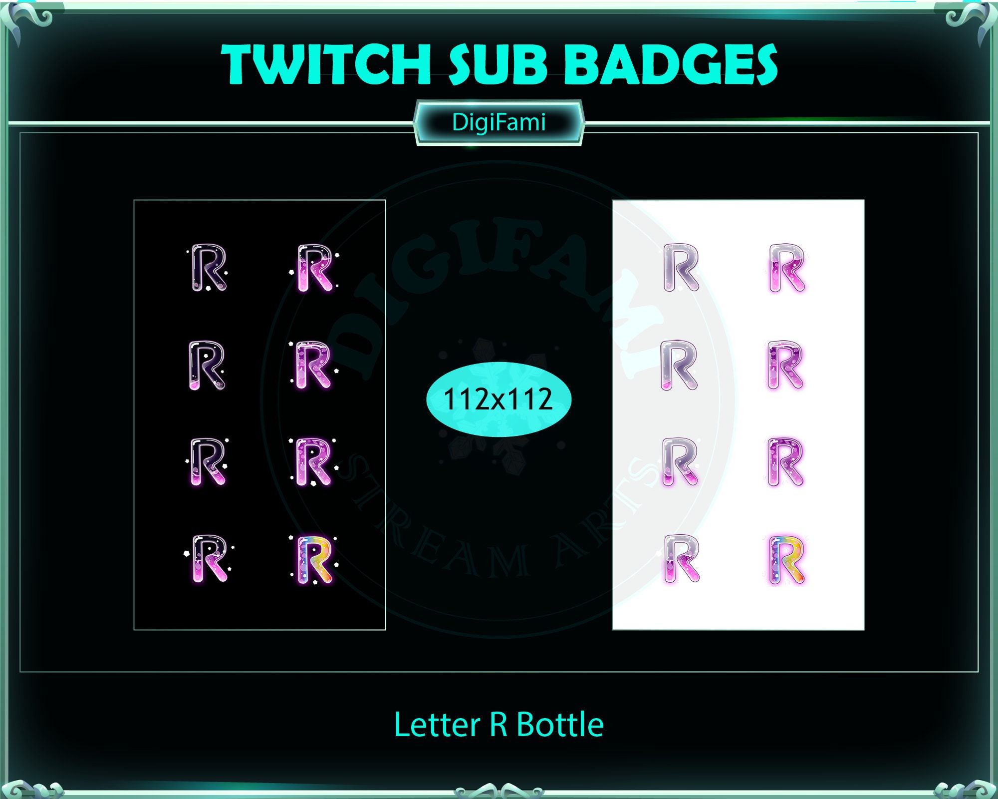 Purple Letter R Bottle Twitch Sub Badge, Purple Liquid Letter R Twitch ...
