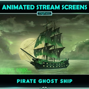 Ghost Pirate Ship Animated Twitch Overlay Package, Pirate Ghost Ship ...