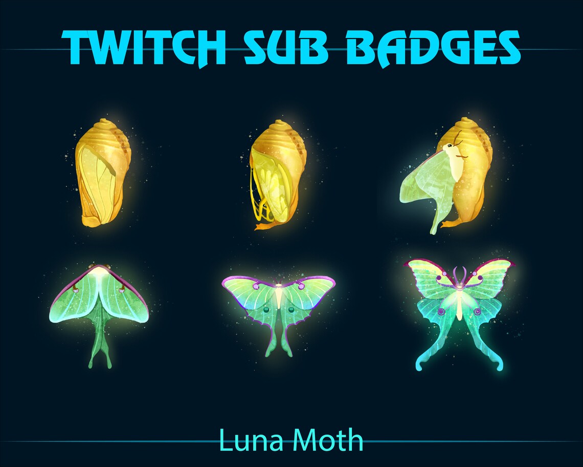 Luna Moth Twitch Sub Badges | Buttefly Twitch Sub Badges | Streamers ...