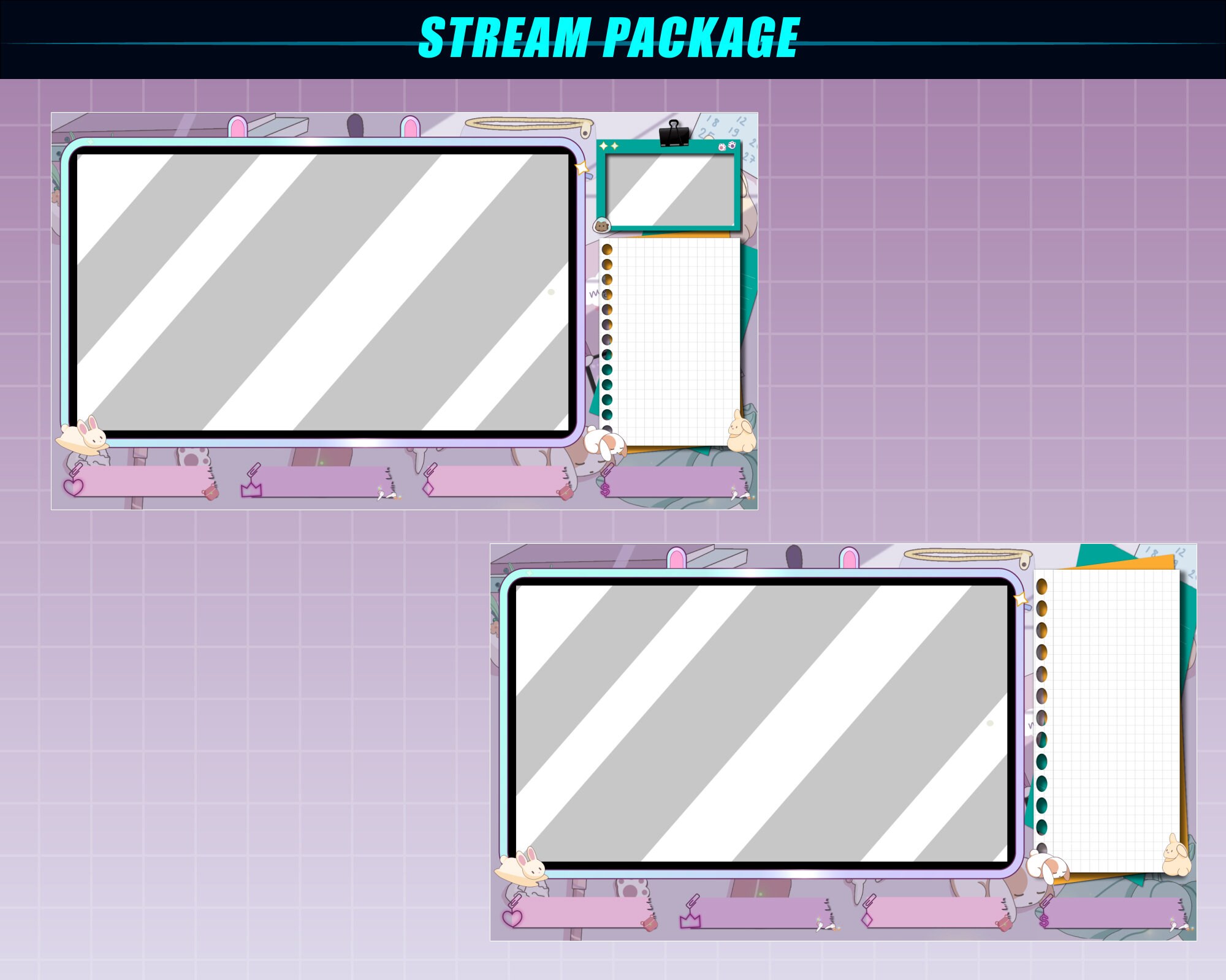 Animated Twitch Stream Overlays Package Lofi iPad Desk, Lofi Working ...