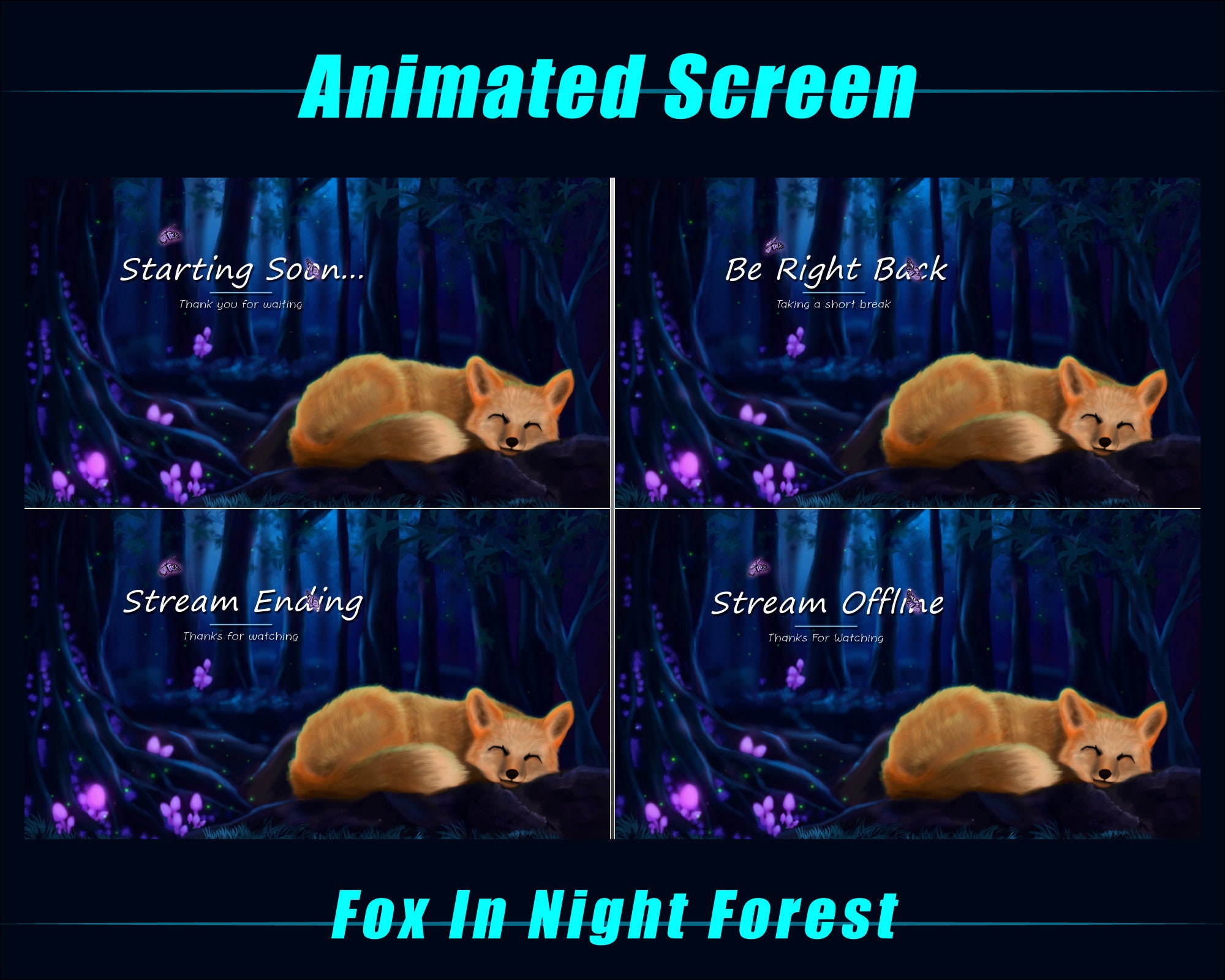 ANIMATED Fox in Forest Twitch Screen Overlays for Streamers / Magic ...