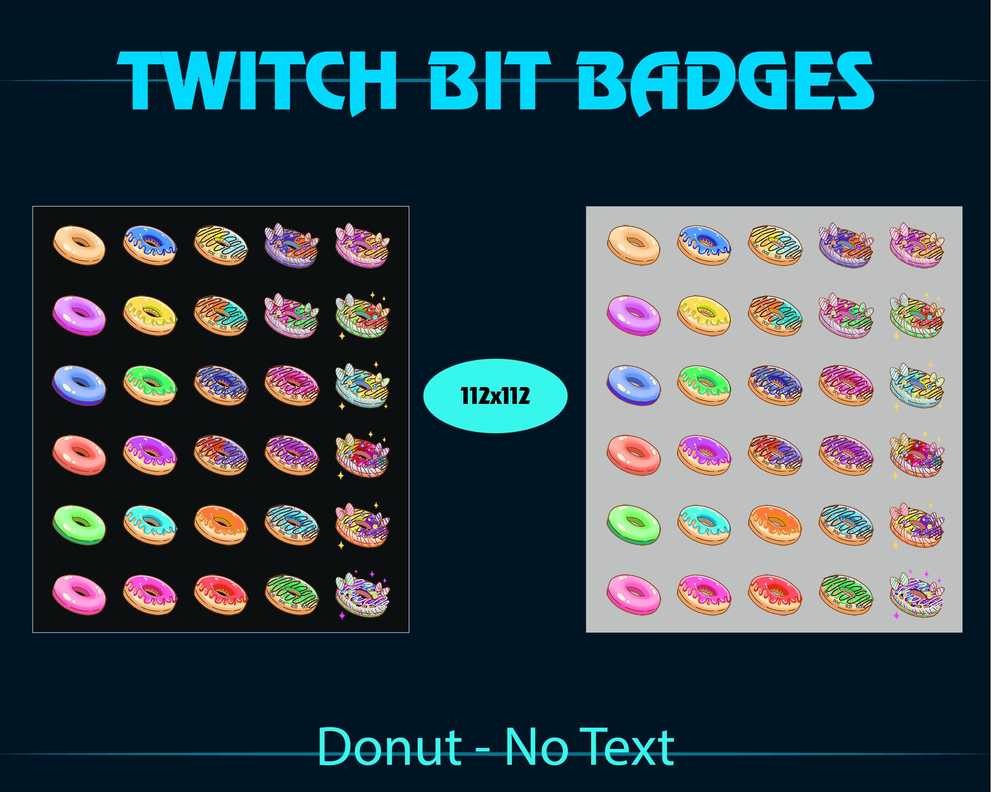 Colorful Donut Twitch Bit Badges, Colorful Donut Twitch Sub Badges ...