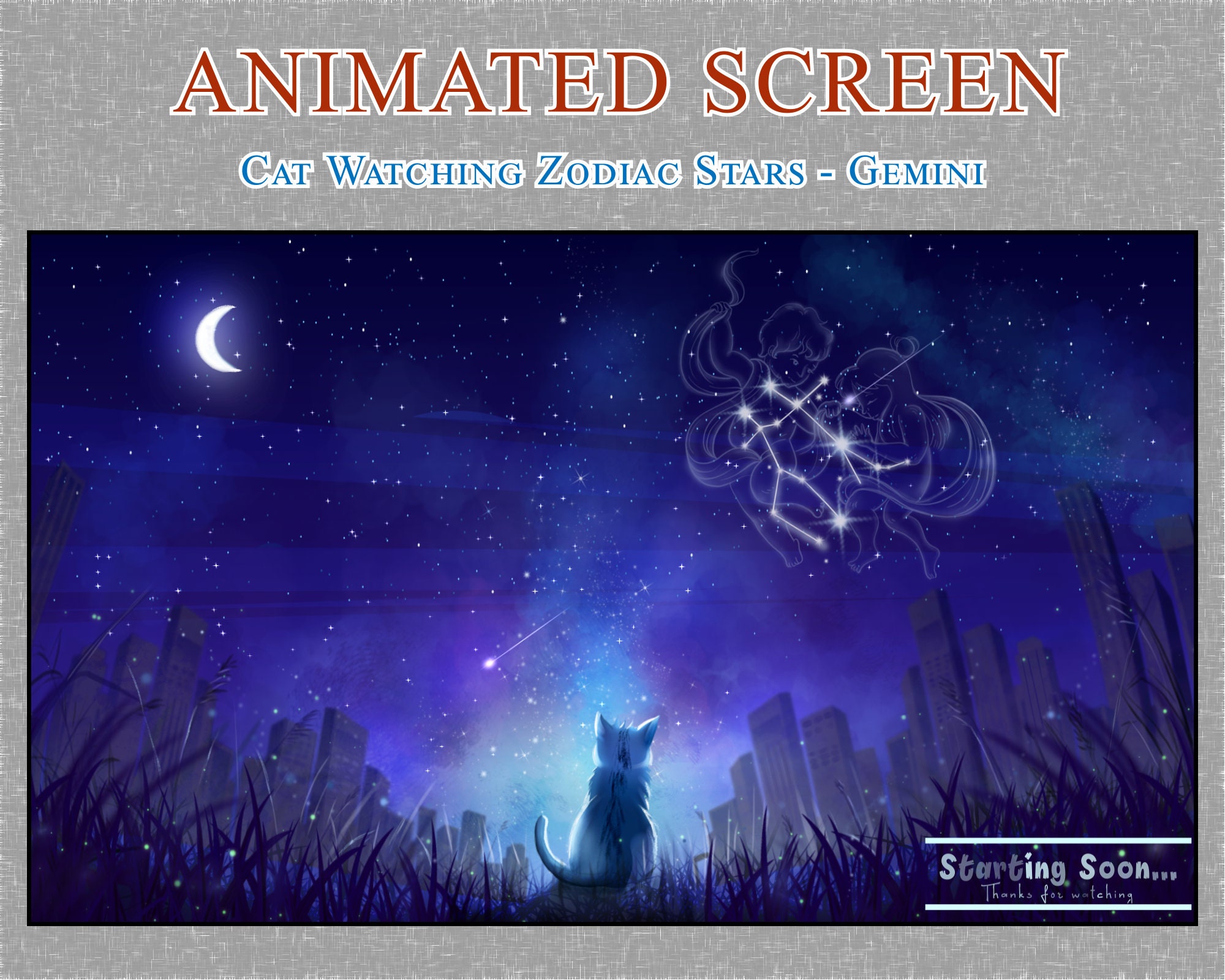 ANIMATED Gemini Twitch Screen Overlays / Celestial Stars Stream ...