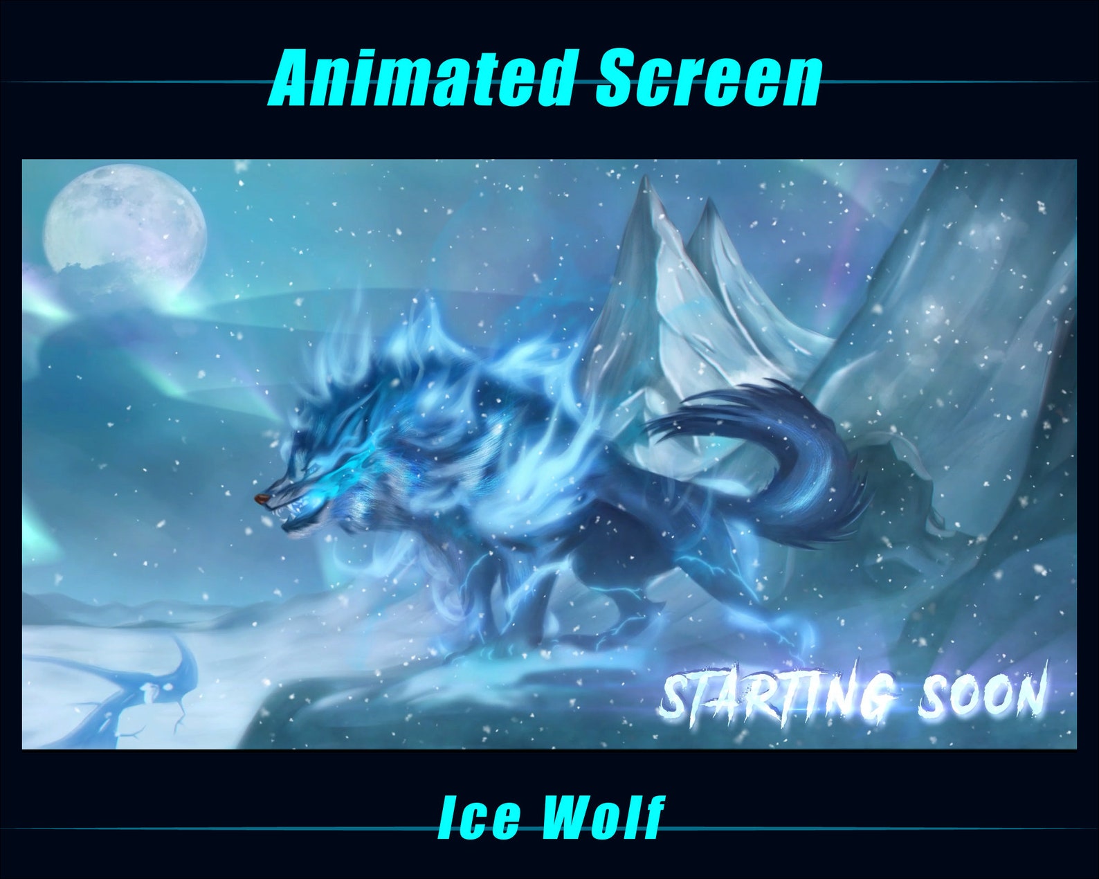 ICE Wolf Animated Twitch Stream Overlay Package, Winter Ice Wolf Twitch ...