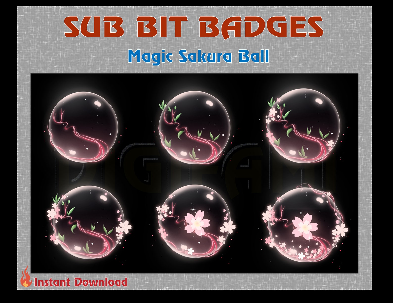 Magic Sakura Ball Twitch Sub Bit Badges / Cherry Blossom Sub Badges ...