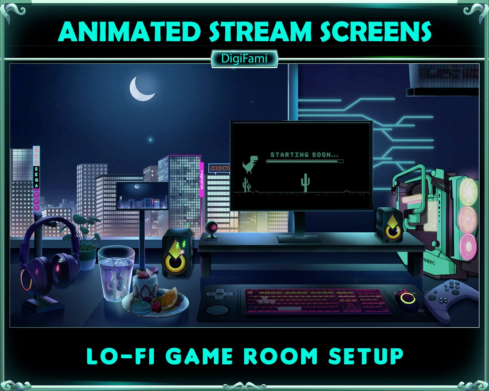Gaming Room Stream Overlays Package, PC Desk Twitch Overlays Package ...