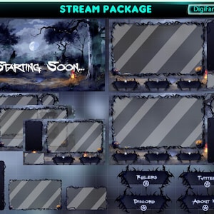 Halloween Cemetery in Rain Animated Stream Package, Black Crow in ...