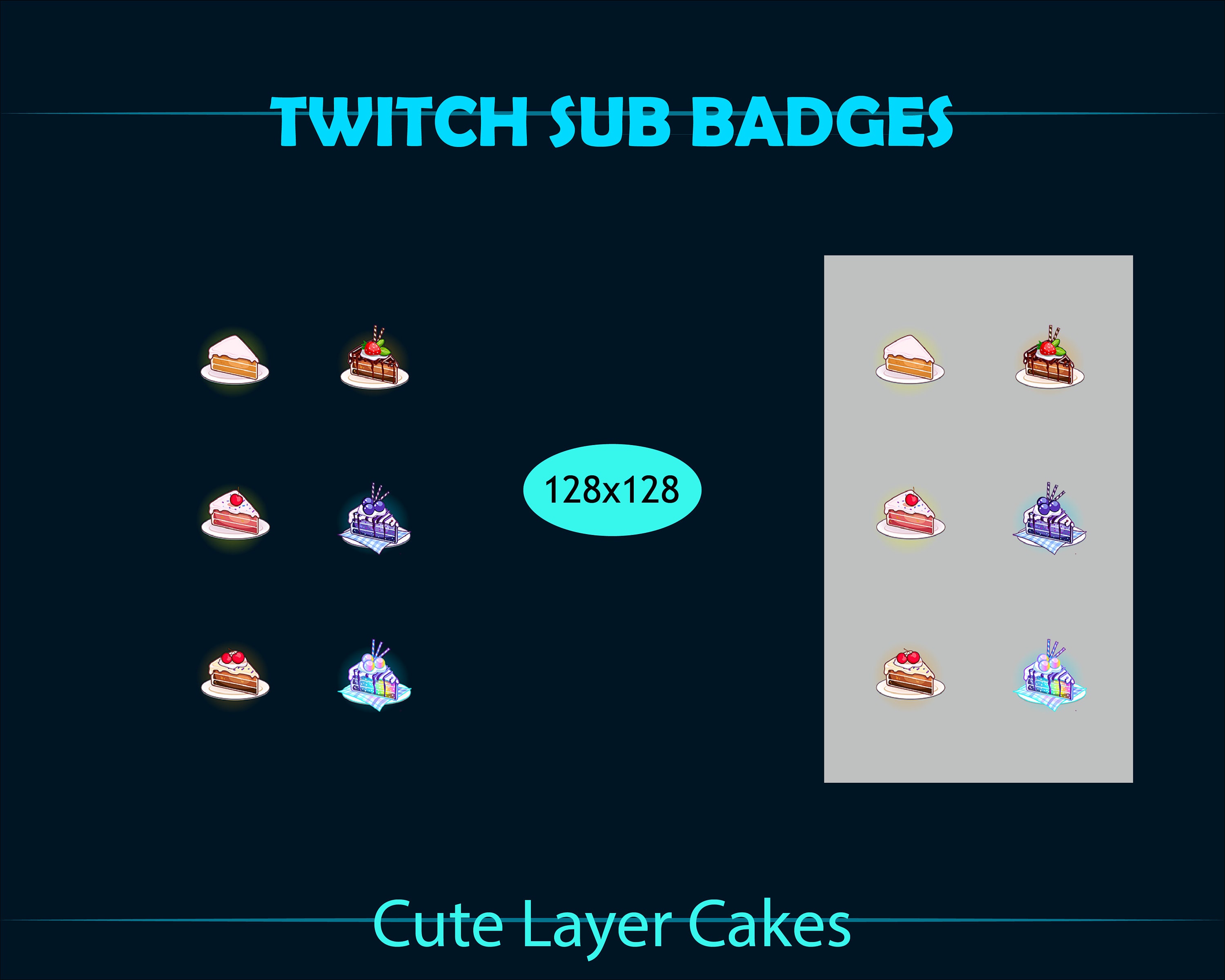 Cute Yummy Cakes Twitch Badges Cute Layer Cakes Twitch Sub - Etsy