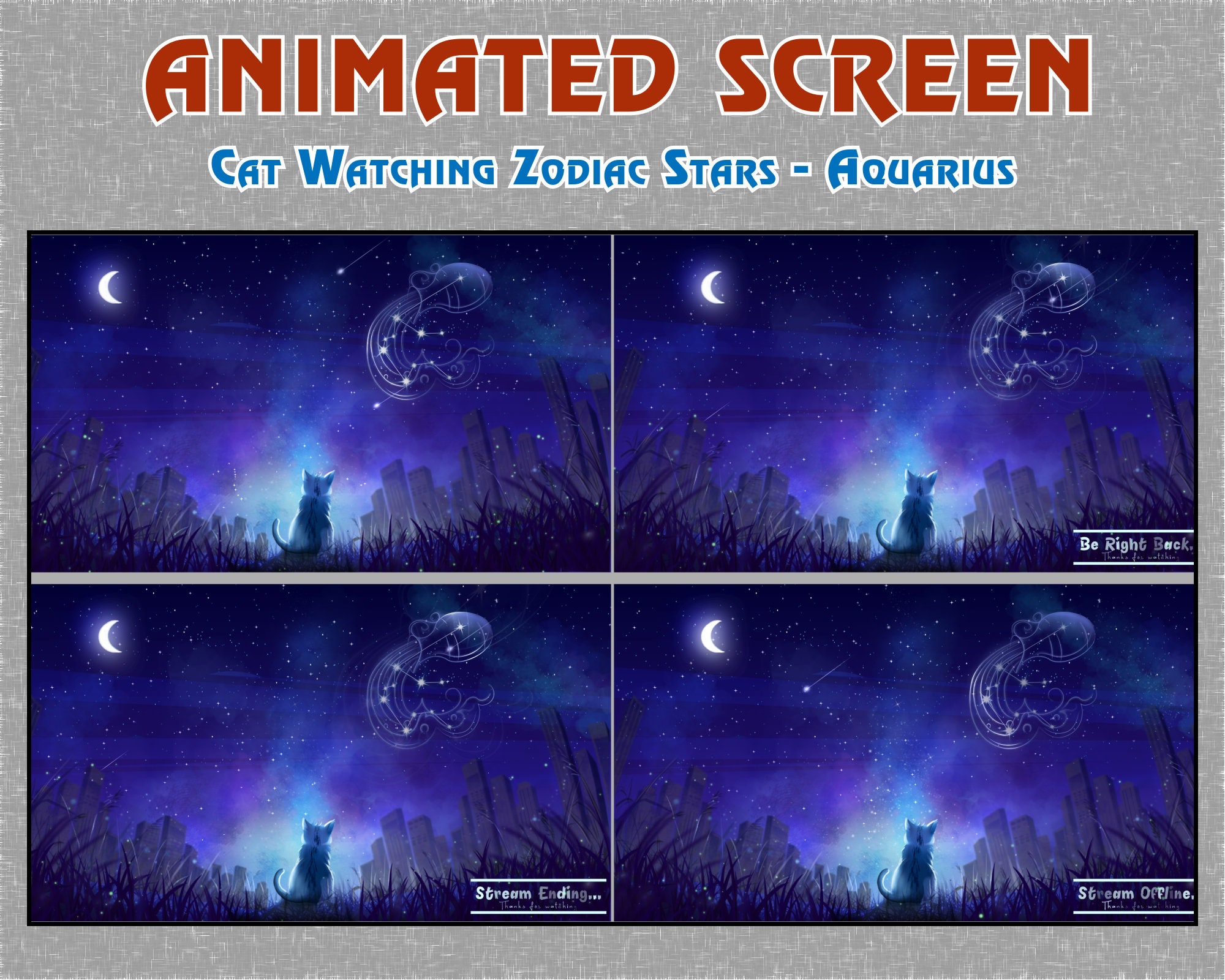 ANIMATED Aquarius Twitch Screen Overlays / Celestial Stars Stream ...