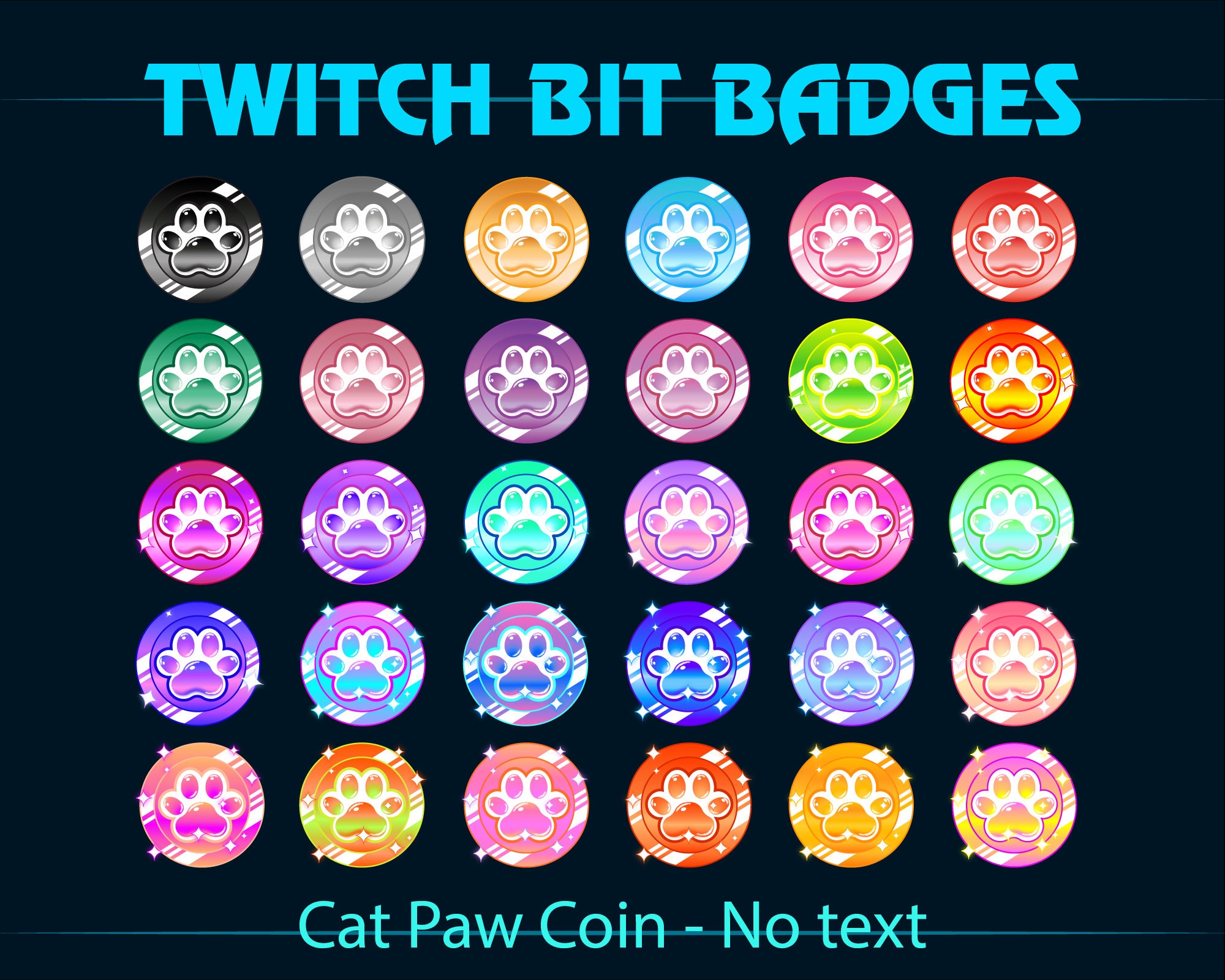 Cat Paw Coin Twitch Bit Badges, Neon Cat Paw Coin Twitch Bit Badges ...