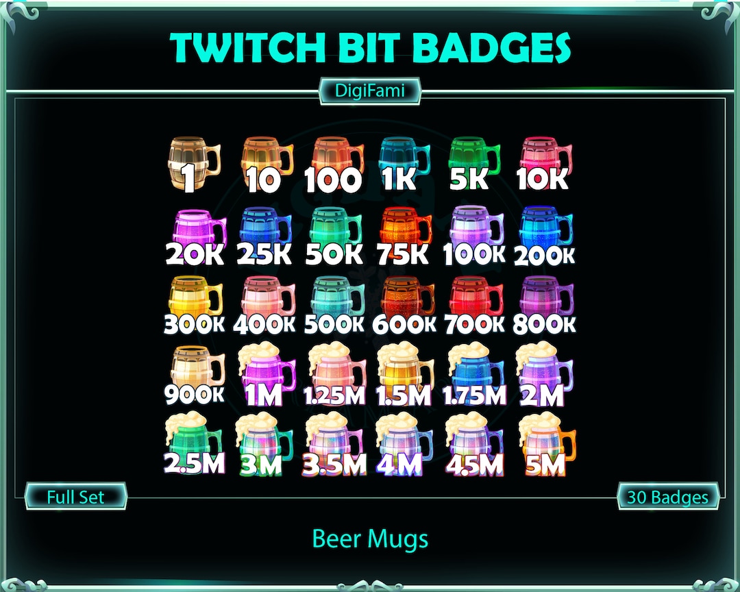 Beer Mugs Twitch Bit Badges for Streamers, Discord, Youtubers on Twitch ...